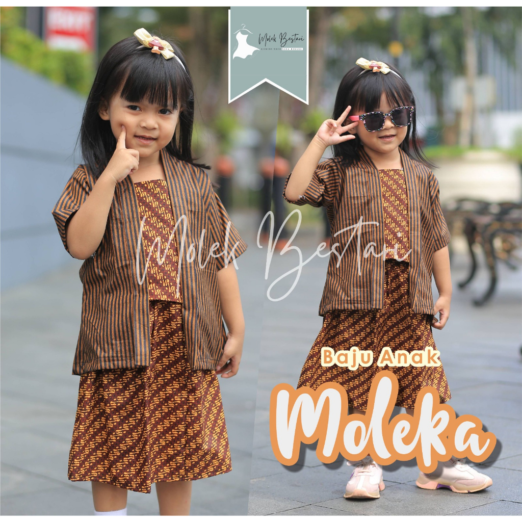 Jual MOLEKA Set Kebaya Lurik Anak Perempuan 1-13 Tahun Warna Coklat ...