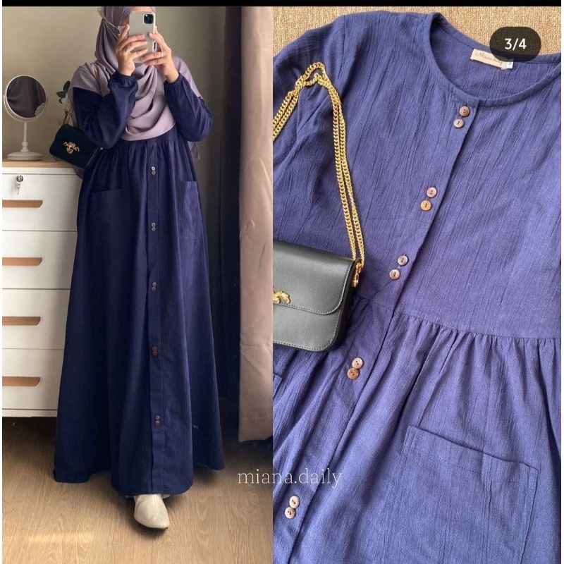 Jual (BISA COD) Zea Dress by Miana daily /dress linen/dress rumahan ...