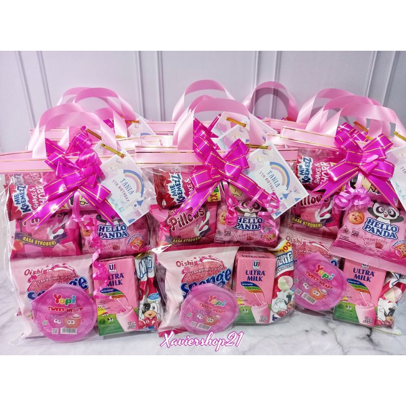 Jual PAKET SNACK ULTAH TEMA PINK (FREE CARD) | Shopee Indonesia