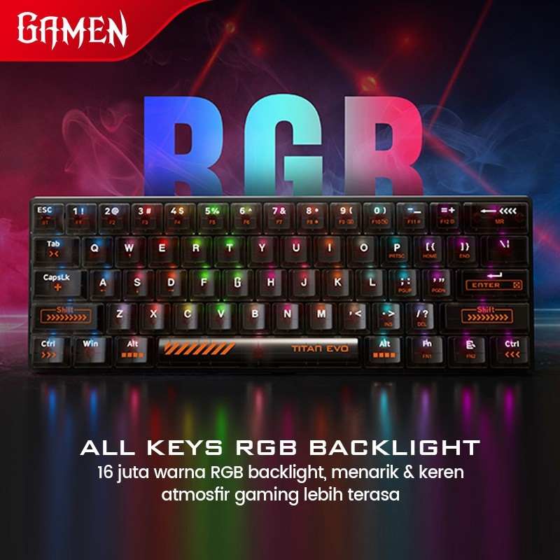 Jual KEYBOARD GAMEN TITAN EVO Multi Wireless RGB | Mechanical RGB ...