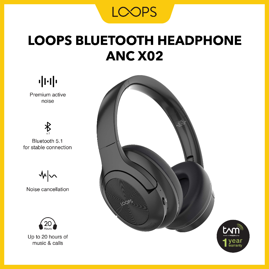 Jual LOOPS Bluetooth Headphone ANC Pro X02 - Black | Shopee Indonesia
