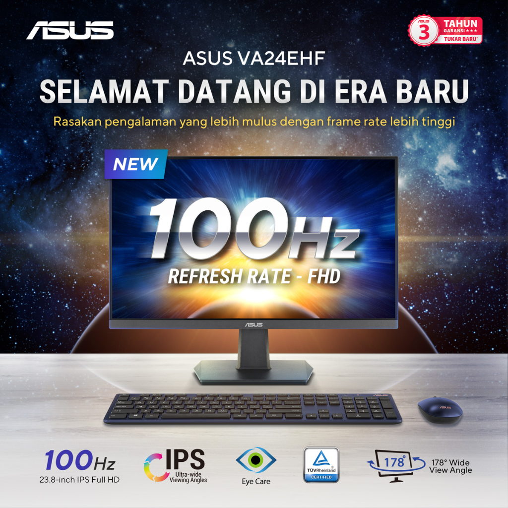 Jual MONITOR ASUS VA24EHF Eye Care Gaming Monitor - 24" FHD IPS 100Hz ...
