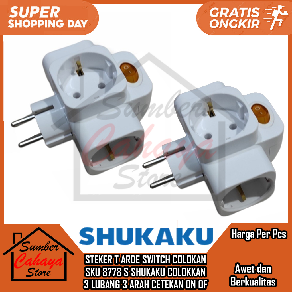 Jual Steker T Arde Switch Colokan Sku 8778s Shukaku Colokkan 3 Lubang 3 ...