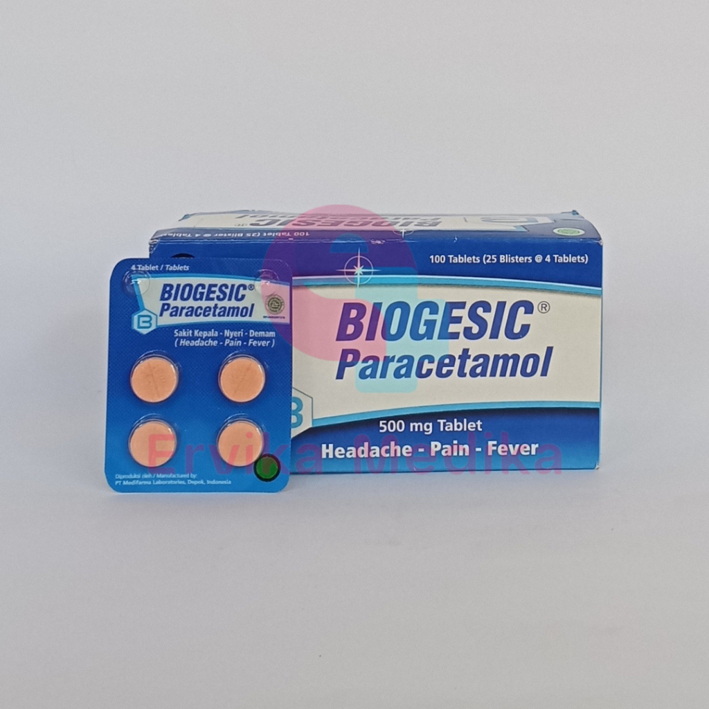 Jual Biogesic Biogesik Obat Paracetamol Pct 500 Mg Blister 1 Strip 4 Kaplet Parasetamol Sakit