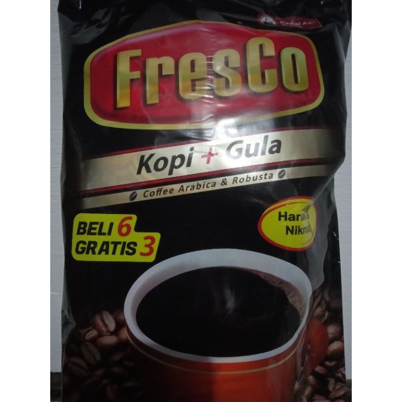Jual kopi hitam plus gula fresco per pak isi 9 sachet | Shopee Indonesia