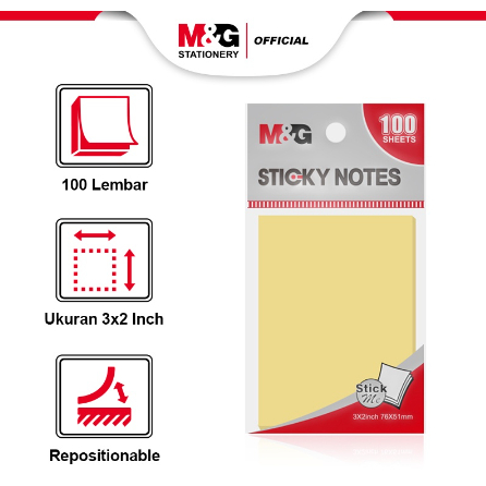 Jual M&G Sticky Notes Memo Tempel 100 Lembar Kertas Warna Kuning ...