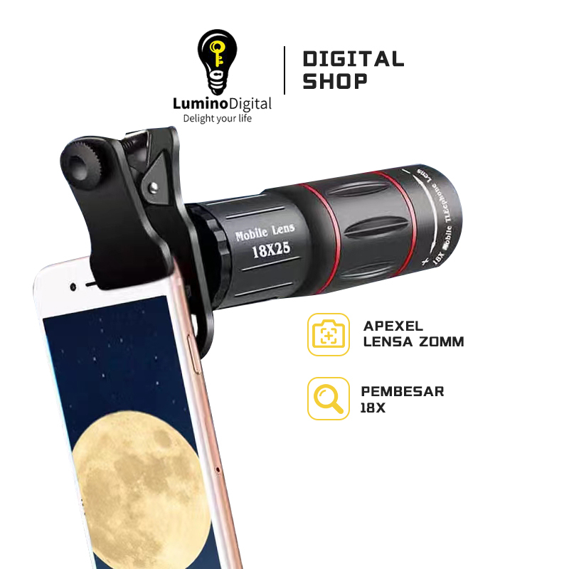 Jual Lensa Zomm Lens Kamera Tele Zoom HP APEXEL 18X ZOOM LENSA ...