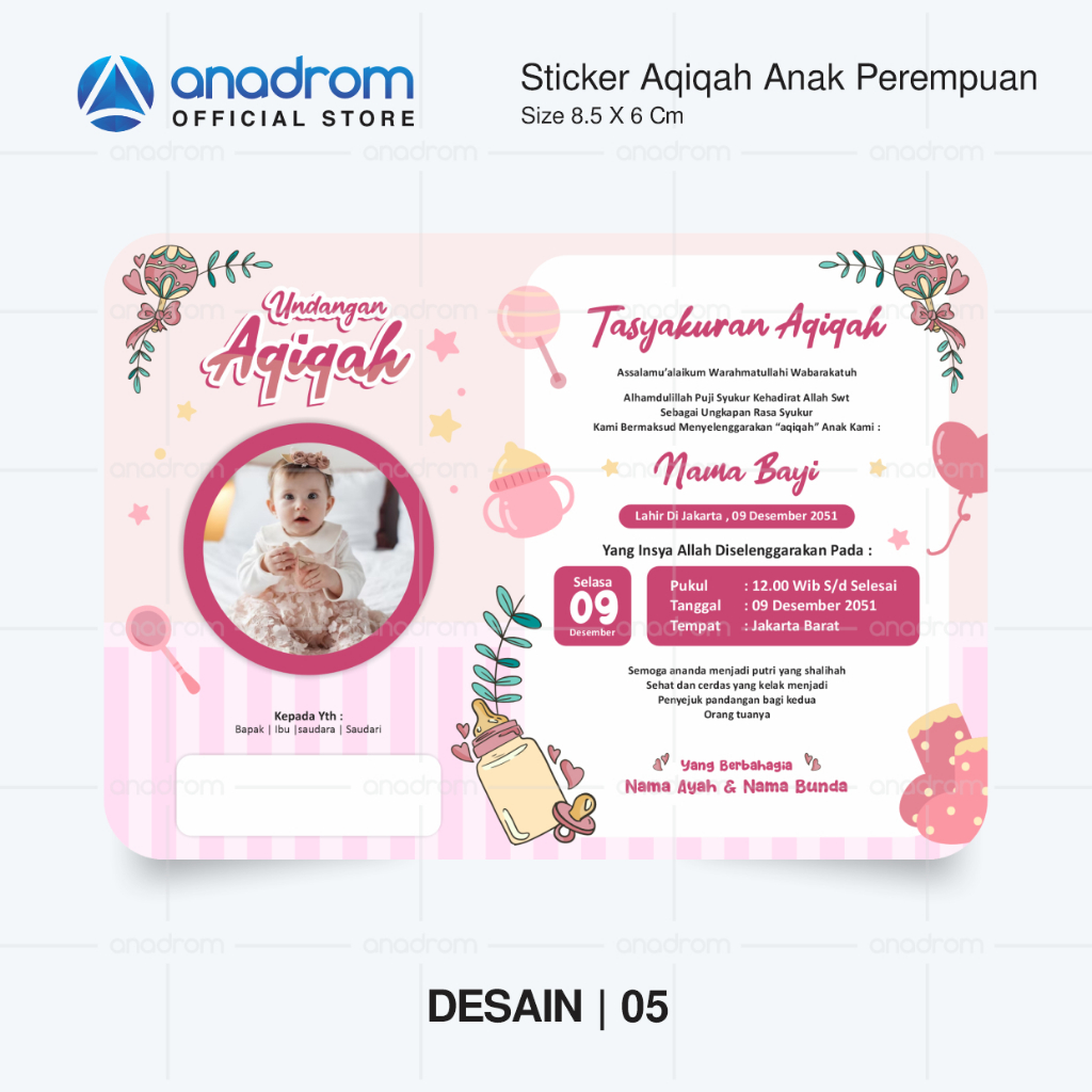 Jual Sticker Label Aqiqah Anak Perempuan | Sticker Label Box Makanan ...