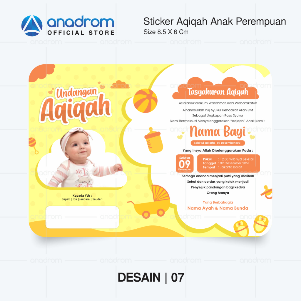 Jual Sticker Label Aqiqah Anak Perempuan | Sticker Label Box Makanan ...