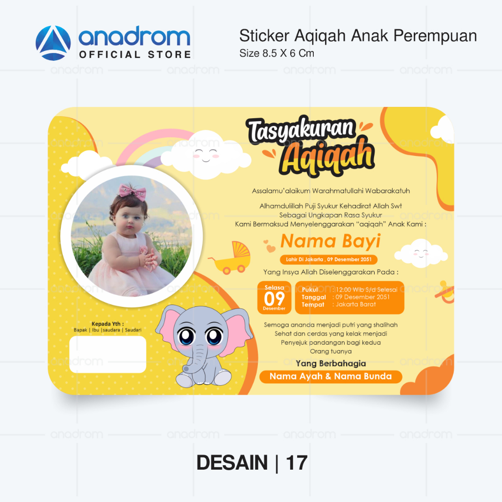 Jual Sticker Label Aqiqah Anak Perempuan | Sticker Label Box Makanan ...