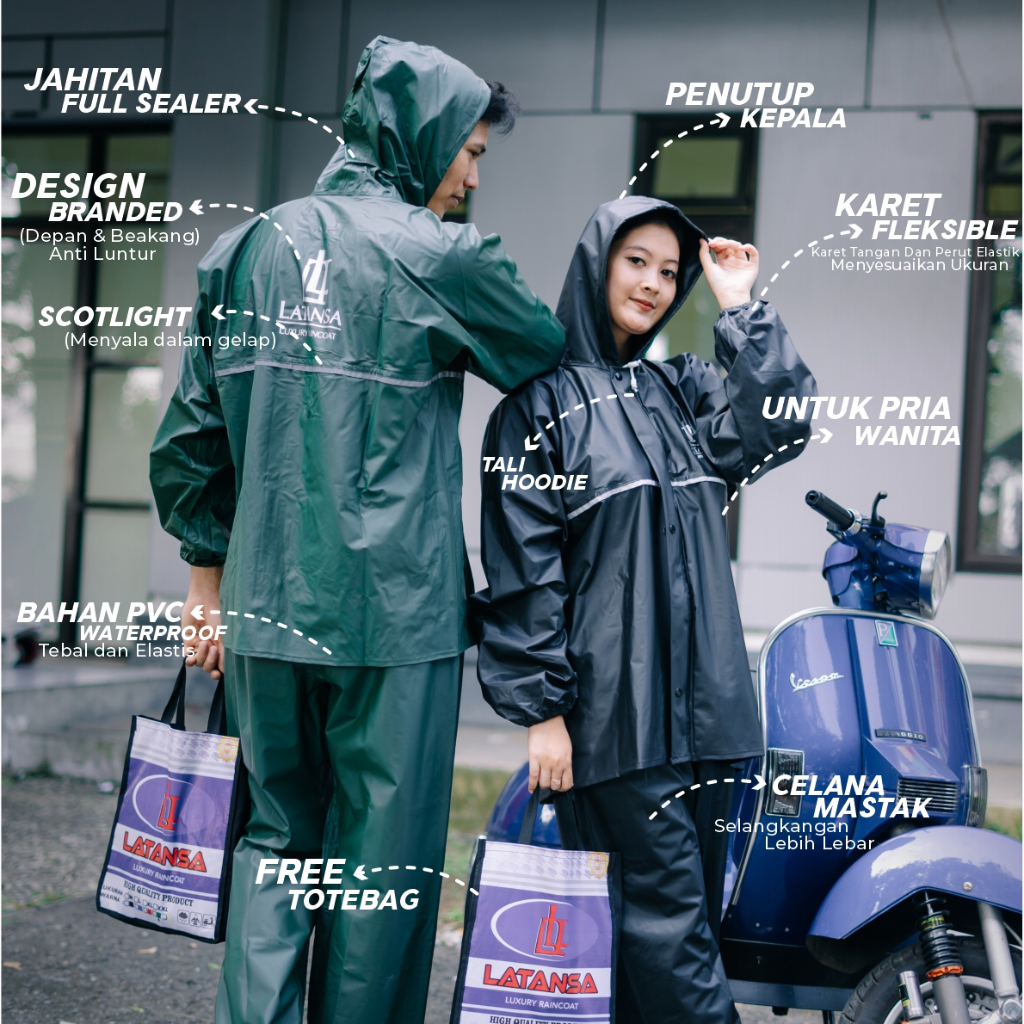 Jual Jas Hujan Rain Coat Mantel Hujan Motor Anti Rembes LATANSA Setelan ...