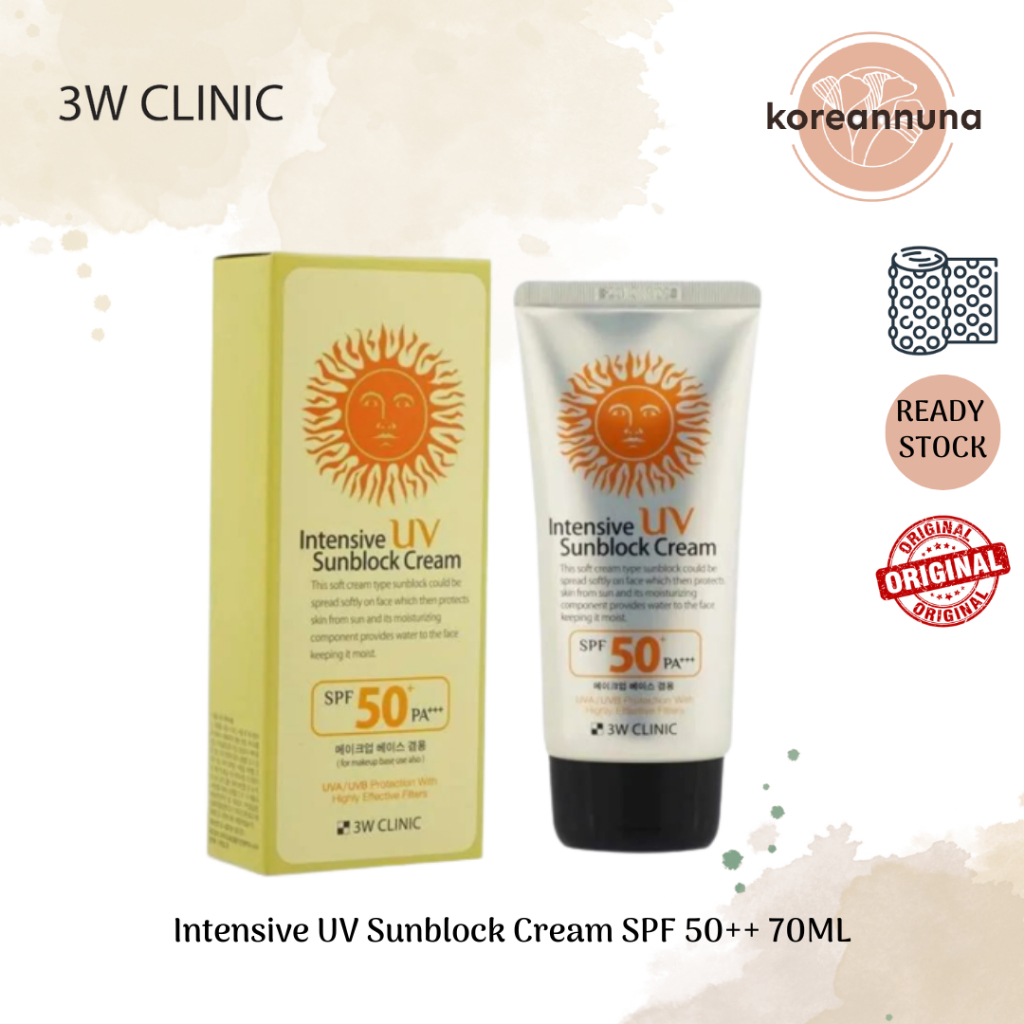 Jual 3W Clinic Sunscreen Cream 3w Clinic Intensive UV Sunblock Cream Spf 50+ Pa+++ 70ml | Shopee ...