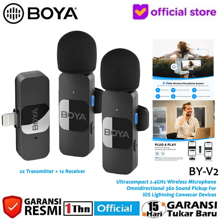 Jual Boya BY-V1/V2 Ultra-Compact 2.4Ghz Wireless Microphone for iOS ...