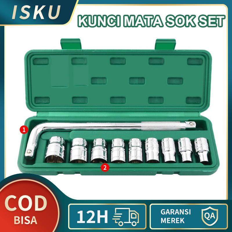 Jual ISKU Kunci Shock L Set 10PCS 8-24mm Mata Sock Set 1/2 inch 6PT Socket Wrench Set | Shopee ...