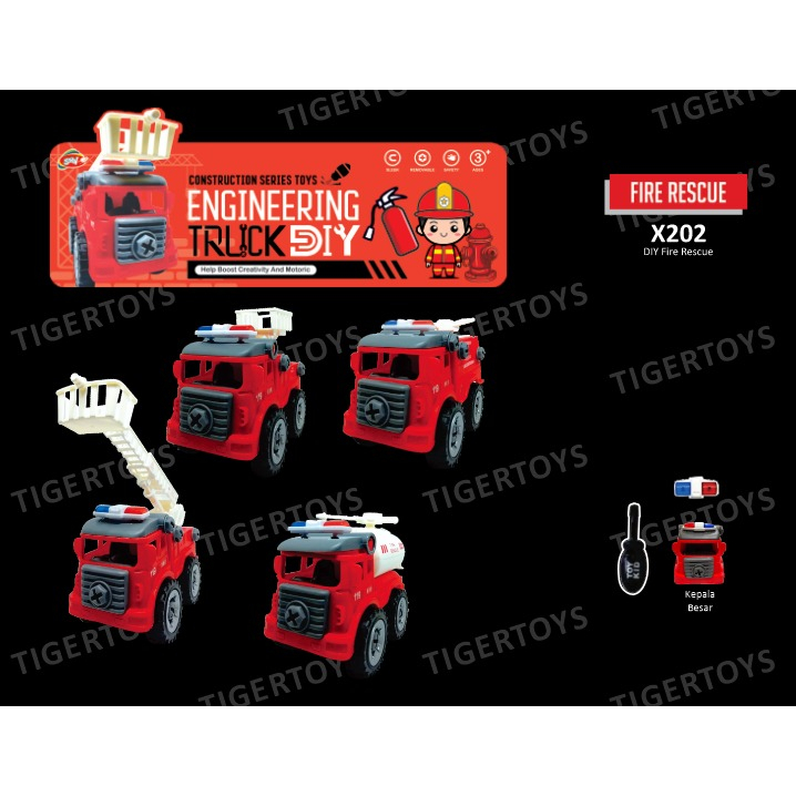 Jual MAINAN EDUKASI DIY TRUCK BONGKAR PASANG X202 - PEMADAM FIRE RESCUE ...