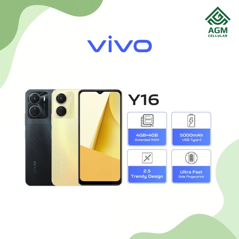 Jual HANDPHONE VIVO Y16 RAM 4GB/64GB (Stellar Black & Drizzling Gold ...