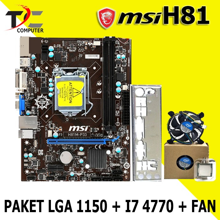 Jual Paket Mobo Onboard H81 LGA 1150 DDR3 Plus Processor I7 4770 Fan | Shopee Indonesia