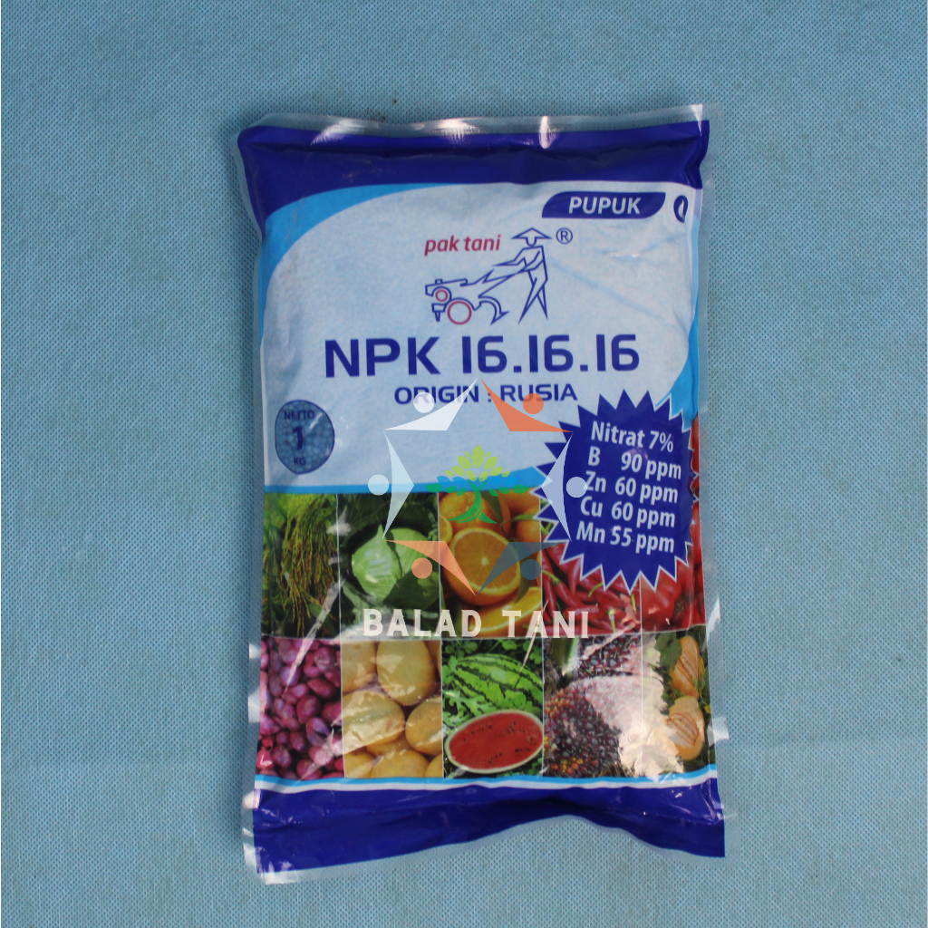 Jual PUPUK PAK TANI NPK 16 16 16 BIRU ORIGIN RUSIA KEMASAN PABRIK 1 KG ...