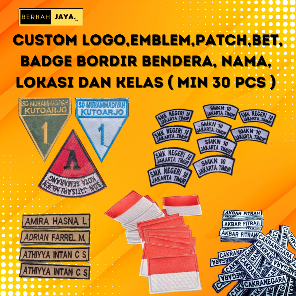 Jual Custom Logo Patch Bet Bed Badge Bordir Nama, Kelas, Lokasi ...