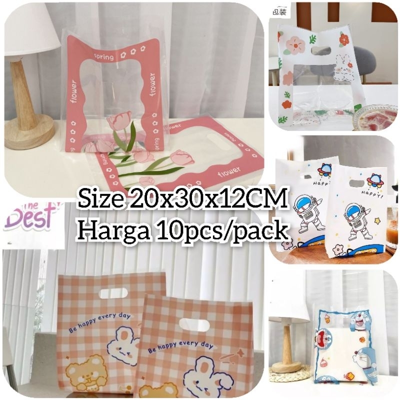 Jual 10PCS KANTONG PLASTIK TENTENG HADIAH PACKAGING HAMPERS ASTHETIC KP ...