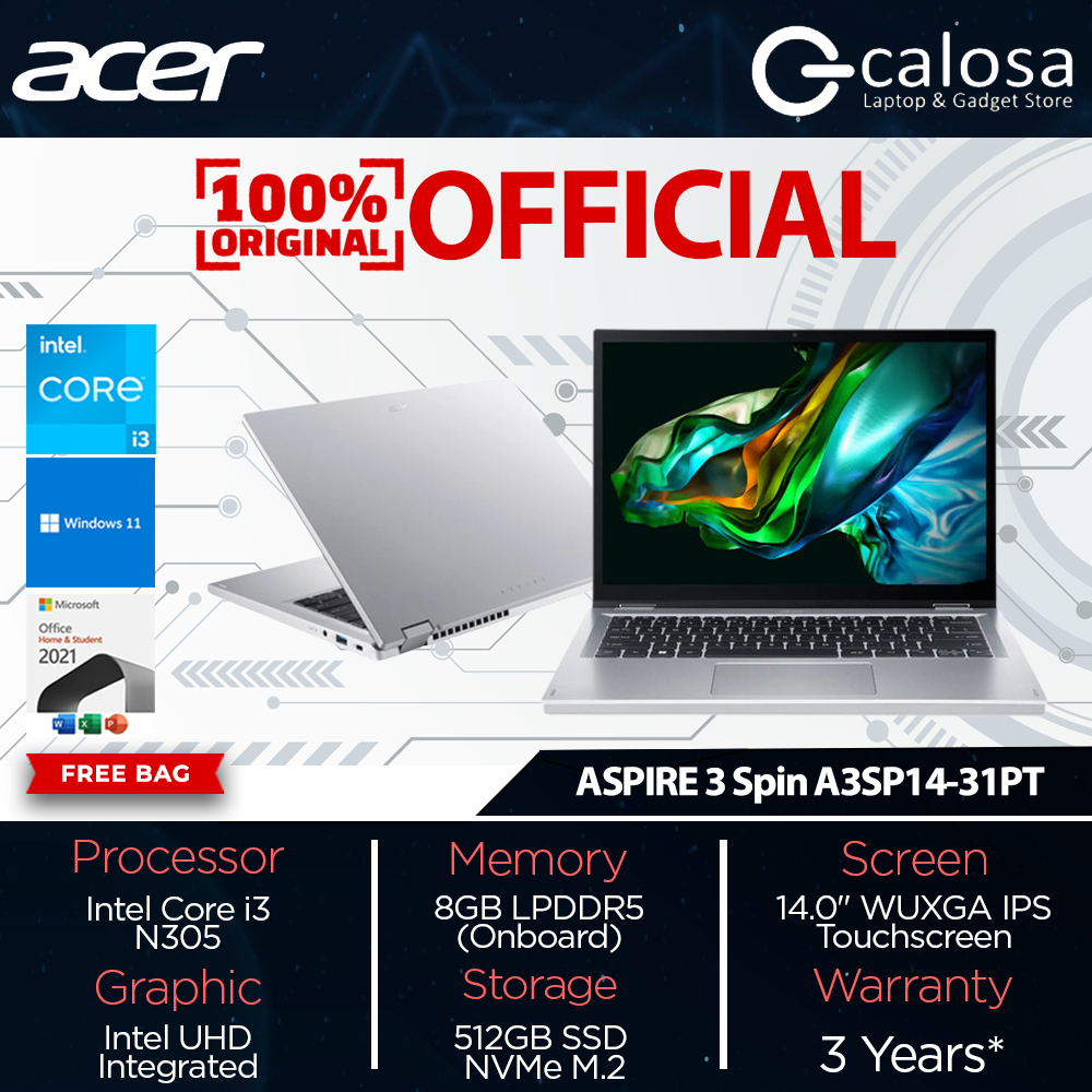Jual Laptop Acer Aspire 3 Spin A3SP14-31PT-37C1 Intel Core i3-N305 ...