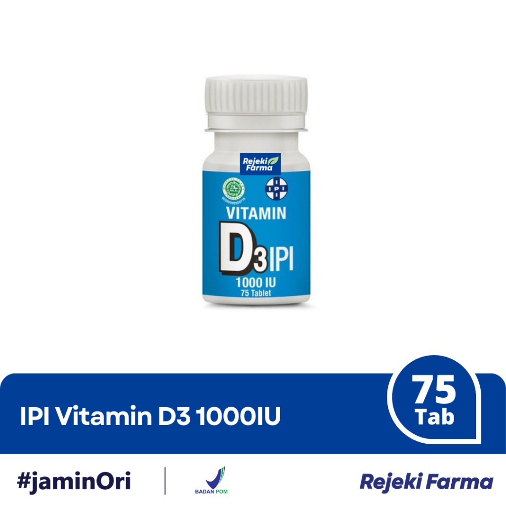 Jual IPI Vitamin D3 1000 IU - isi 70 Tablet Vit D 3 1000IU Botol Biru ...