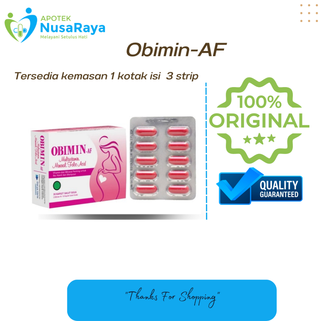 Jual Obimin AF 1 Strip isi 10 Kaplet - Multivitamin, Mineral, Folic ...