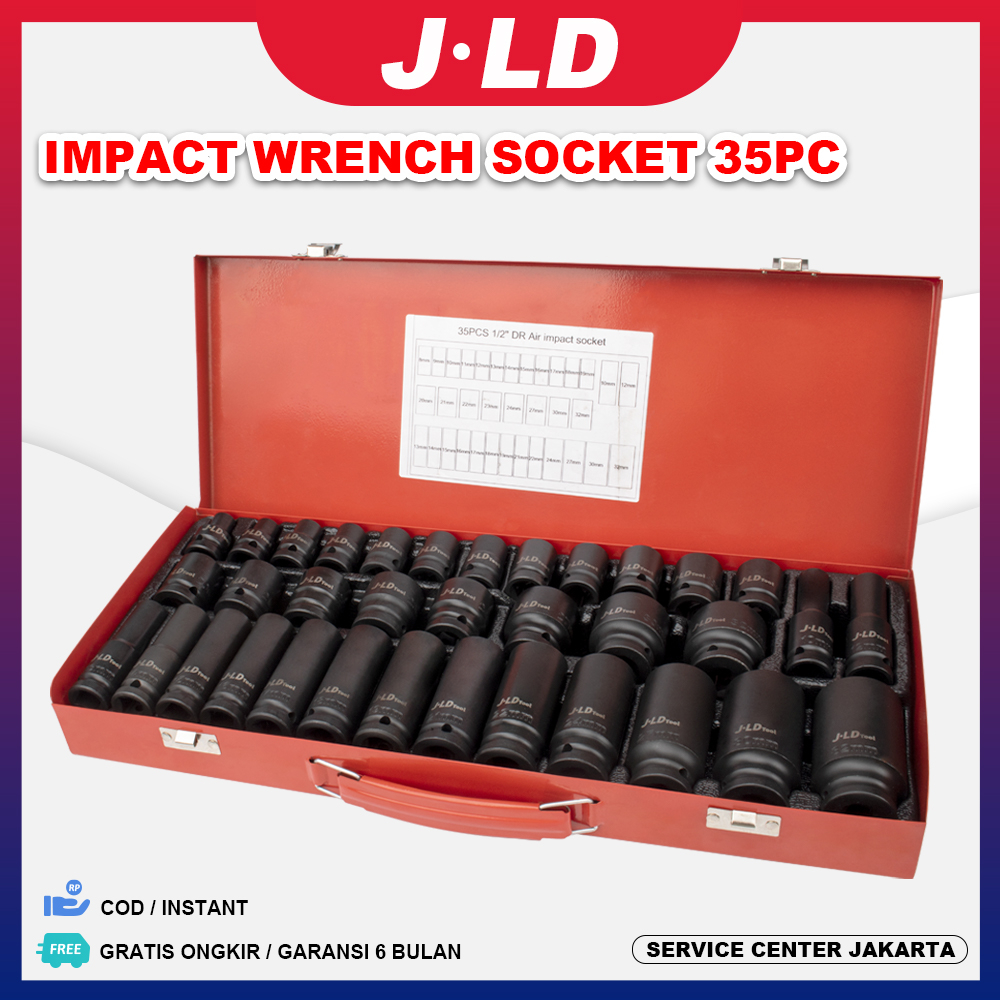 Jual JLD Impact Socket Set 35Pcs 1/2 Inch 8-32mm Kunci Mata Shock Impact / Socket / Soket ...