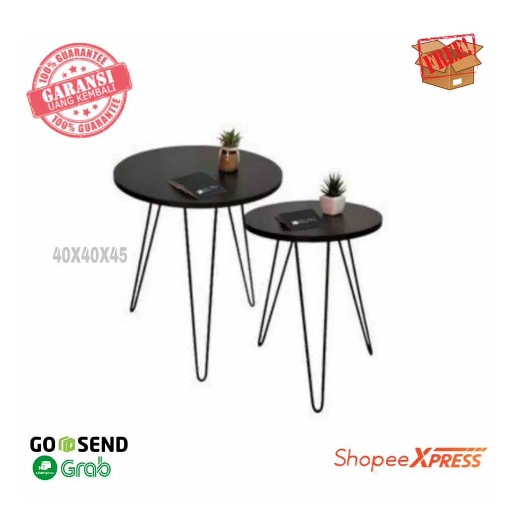 Jual BERGARANSI! Meja Bulat HITAM 40 cm Mini/ Meja Kopi Teras / Cafe ...
