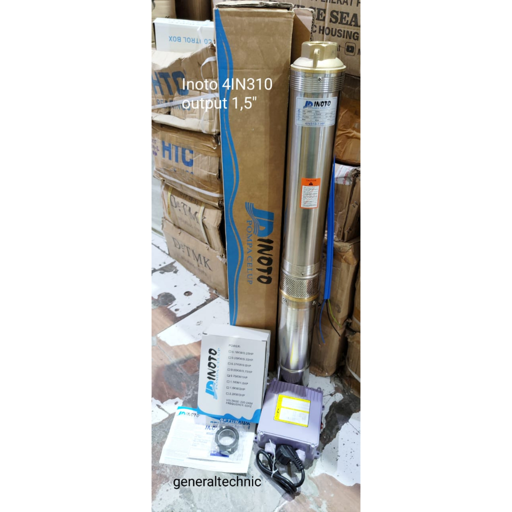 Jual Submersible Pump Inoto 1HP 4" Inoto Control Box Pompa Celup 4" 1HP ...