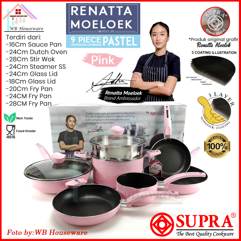Jual (FREE PACKING DUS + BUBBLE) panci set 9pcs renata moeloek ...