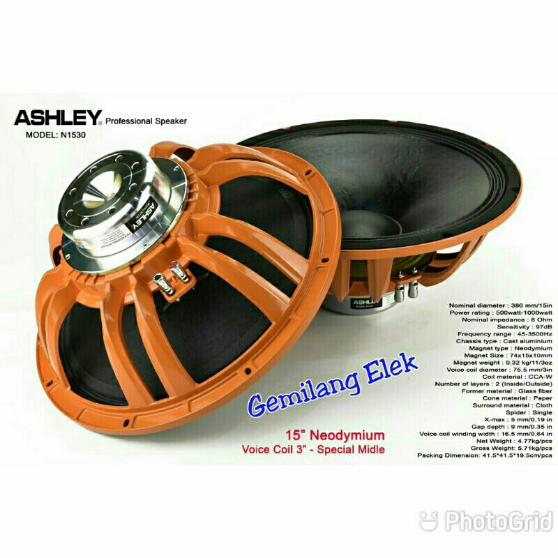 Jual Speaker ASHLEY 15 inch N 1530 Neodymium Original | Shopee Indonesia