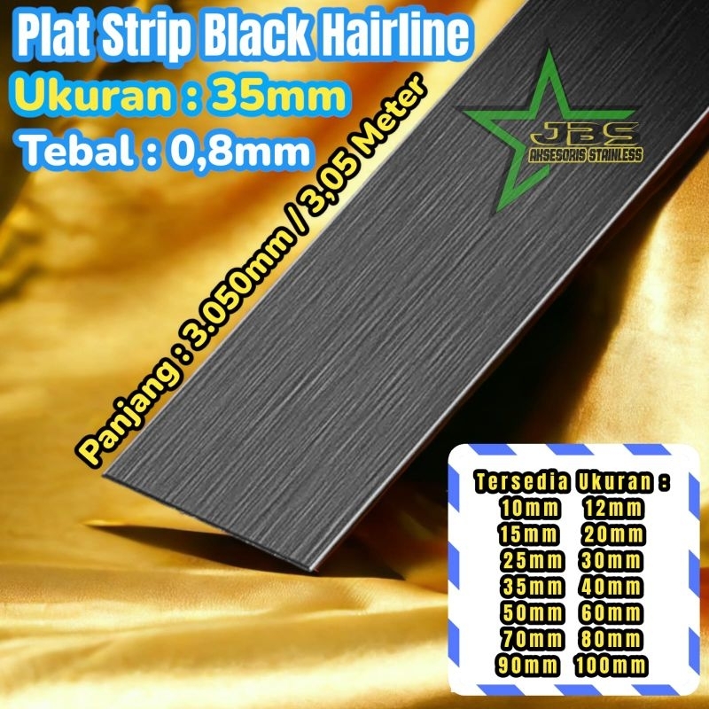 Jual LIST PLAT STRIP BLACK HAIRLINE 35MMX305CMxT 0.8MM STAINLESS SS 201 ...