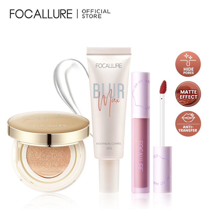 Jual FOCALLURE 3PCS Face Set Includes BB Cushion Primer Lip tint ...