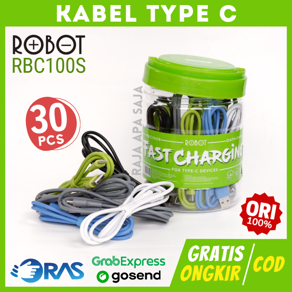 Jual Kabel Data Charger Type C Isi 30 / 20 / 10 Pcs Robot Olike ...