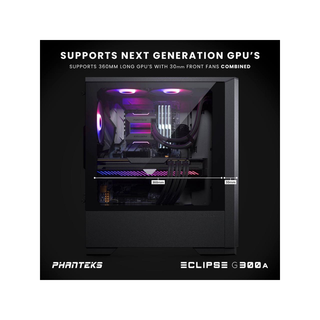 Jual Phanteks G300A Black Mid Tower Casing Komputer | Mesh Computer ...