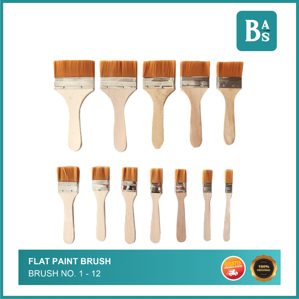 Jual Bali Art Supplies - Kuas Lukis Datar - Flat Paint Brush No. 1-12 ...