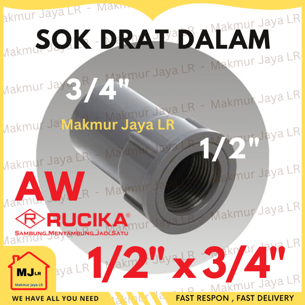 Jual Sok Drat Dalam 1 2 X 3 4 Inch Aw Rucika Faucet Socket Pvc 1 2 X