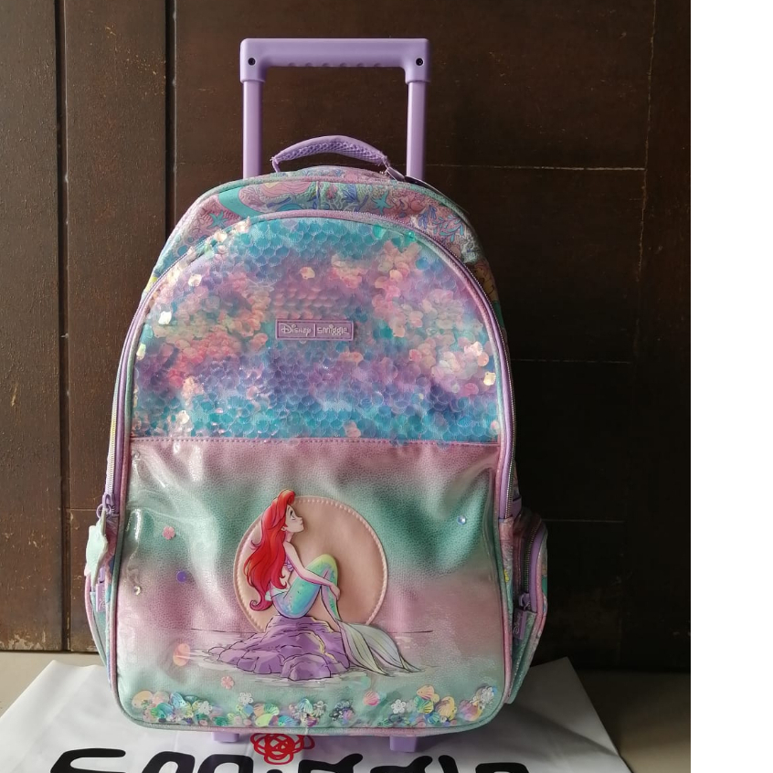 Jual Smiggle backpack trolley with light up wheels / trolley anak sd ...