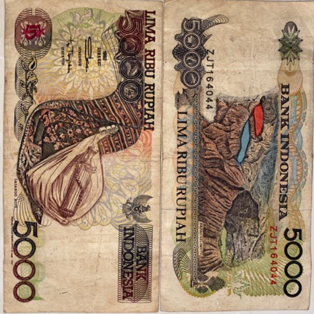 Jual Uang kuno 5000 rupiah sasando rote uang jadul 5rb danau kelimutu ...