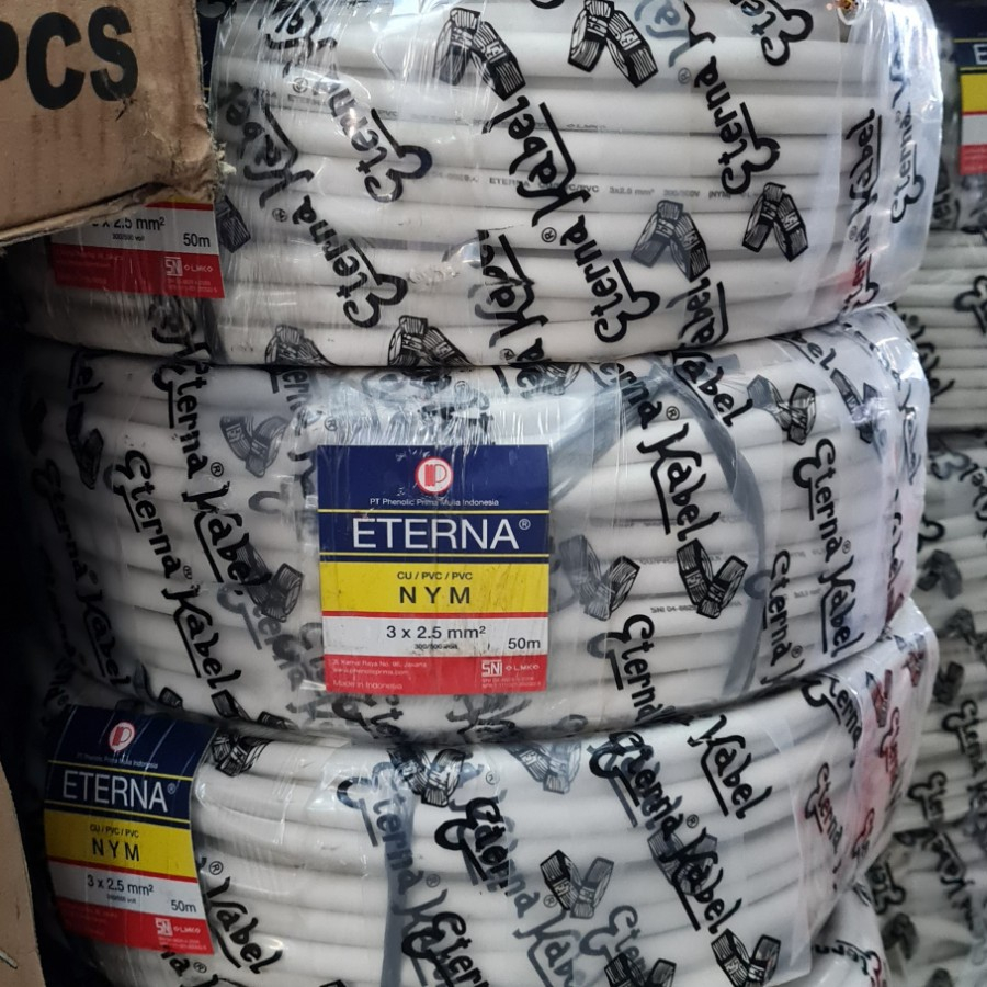 Jual Kabel eterna nym 3x1,5 @50m 3x1.5 putih tunggal kawat | Shopee Indonesia