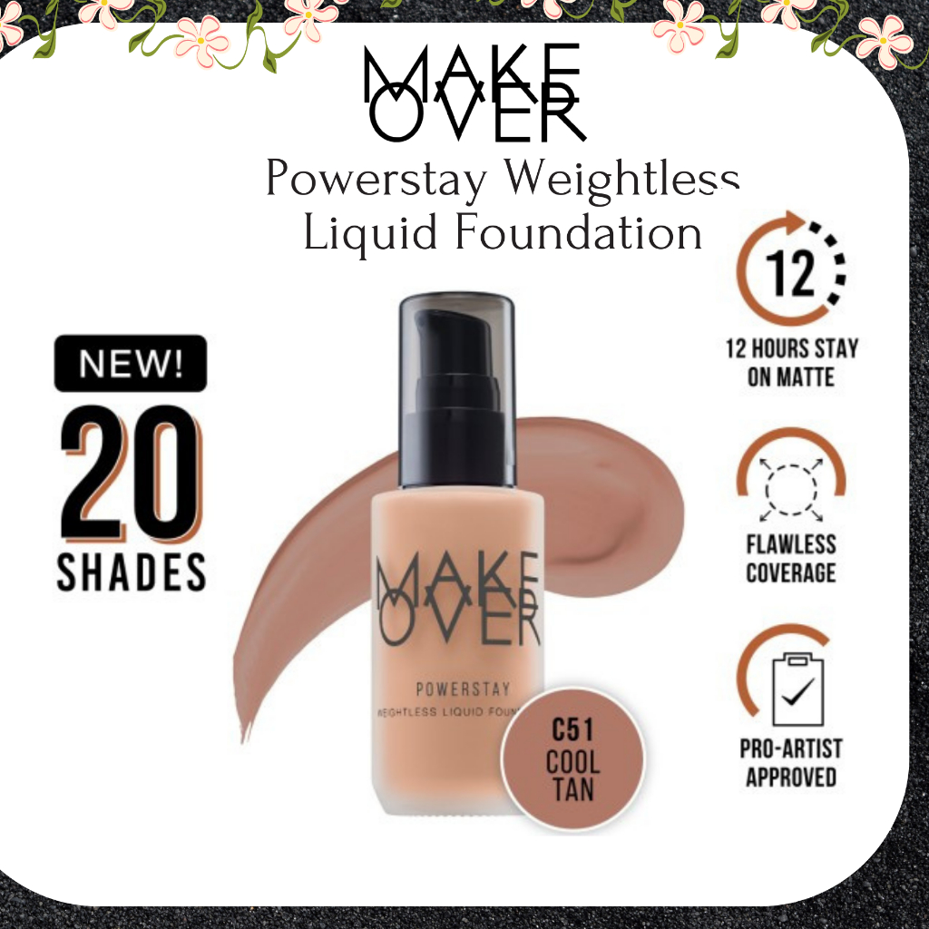 Jual Make Over Powerstay Weightless Liquid Foundation 33ml | Shopee ...
