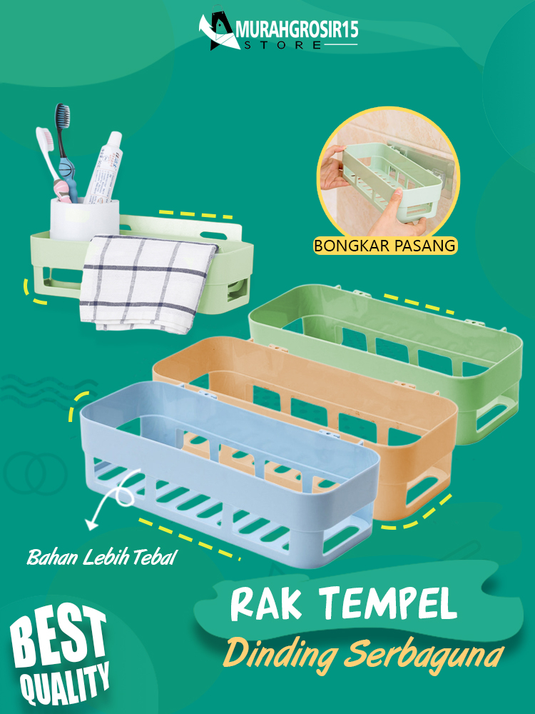 Jual Rak Tempel Dinding Dapur Kamar Mandi Penyimpanan Botol Rak Sudut ...