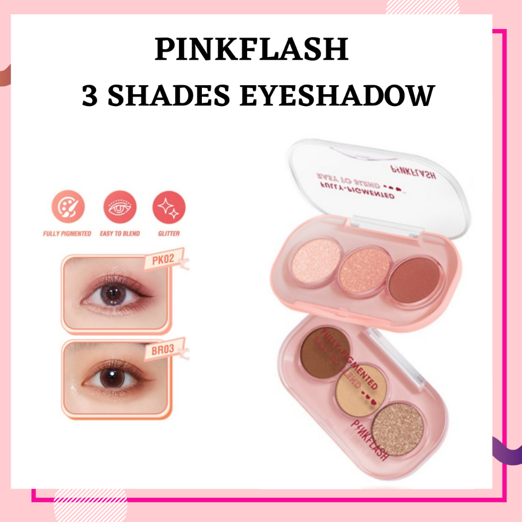 Jual Pinkflash 3 Shades Eyeshadow Palette Glitter Hight Pigment ...