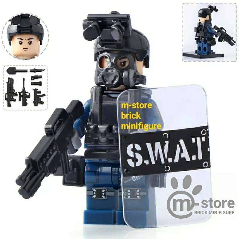 Jual brick swat military police soldier army mini toy figure | Shopee ...