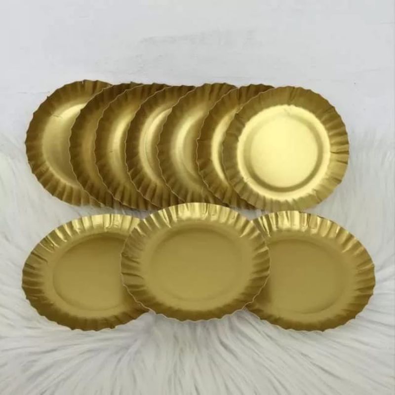 Jual Piring Kertas Kue Emas 12cm (isi 10 pcs ) | Shopee Indonesia