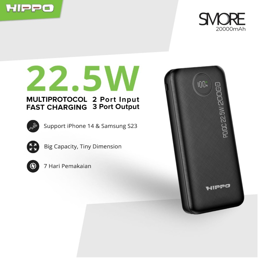 Jual Power Bank HIPPO Smore 20000 mAh Fast Charging PD Multi Protocol ...