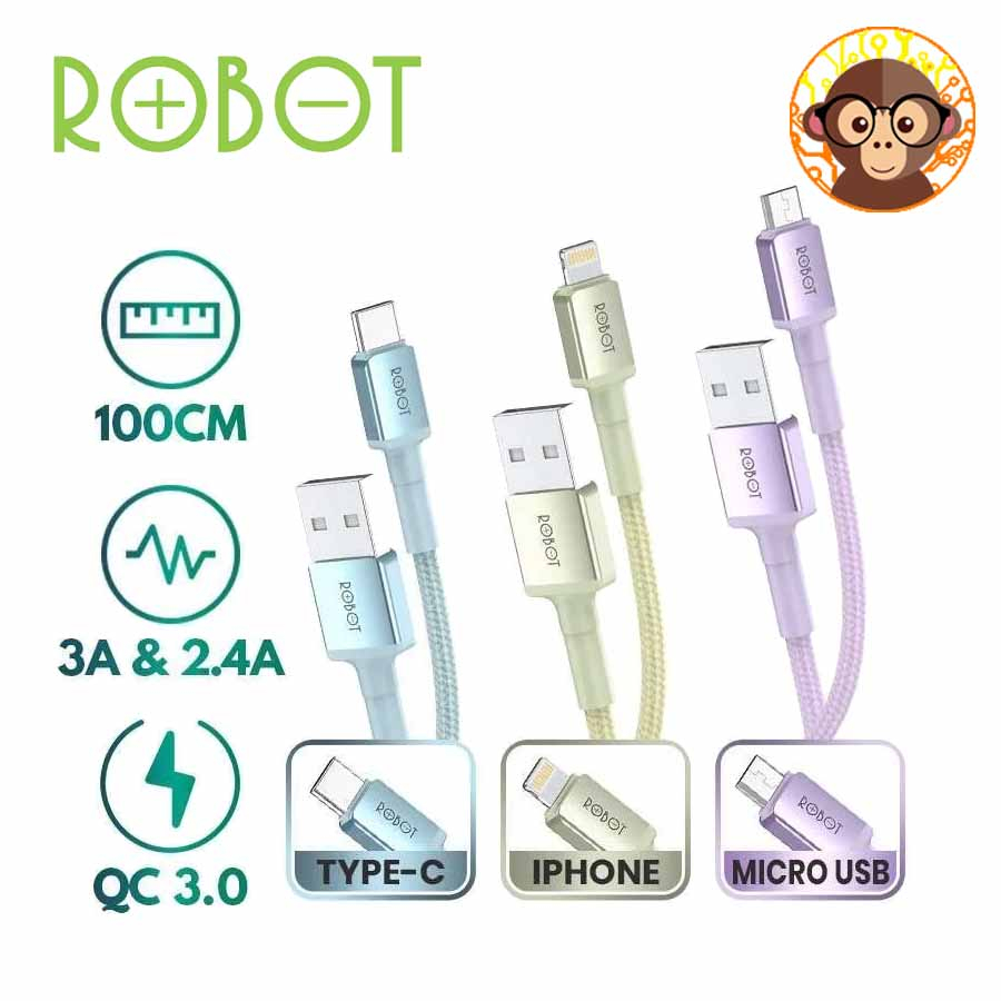 Jual Kabel Data Robot RSM100 Micro USB 2.4A / RSL100 Lightning 2.4A ...