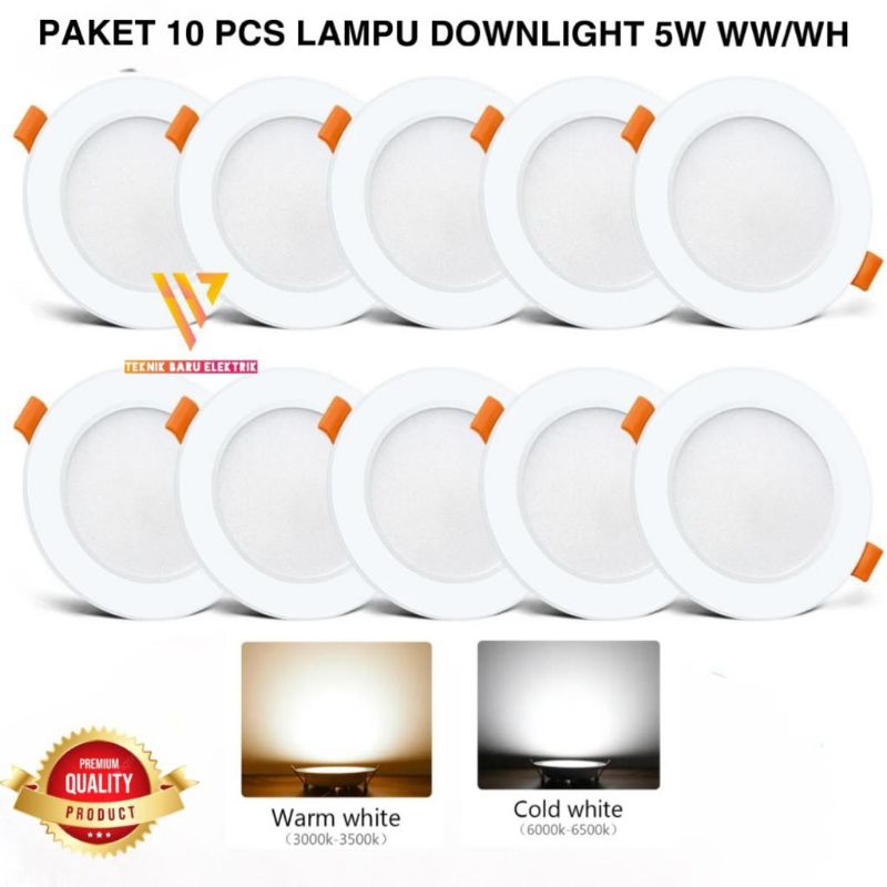 Jual PAKET HEMAT - LAMPU DOWNLIGHT 10 PCS 5W 6W 7W AC 220V WW / WH INBOW PANEL HIAS | Shopee ...