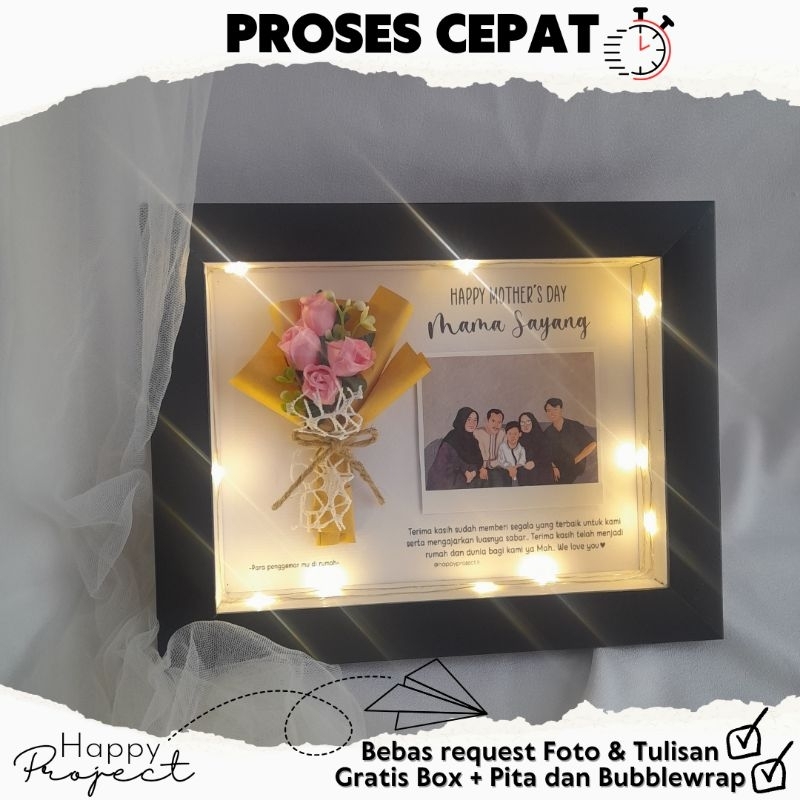 Jual FLOWER IN FRAME + LAMPU | BINGKAI 3D | ARTIFICIAL | KADO | KADO ...